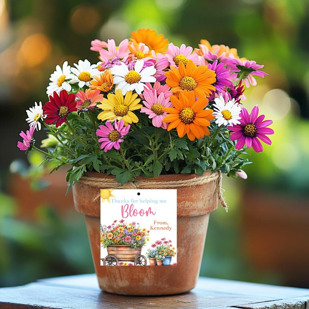 Editable Teacher Appreciation Thanks for Helping Me Bloom Tag Template ...