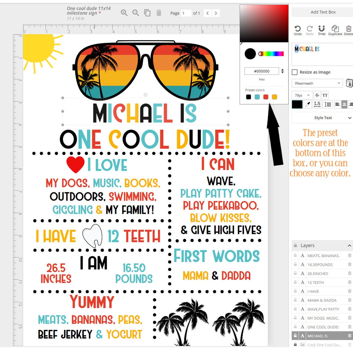 Editable One Cool Dude Sign, Milestone Sign, 1st Birthday, First ...