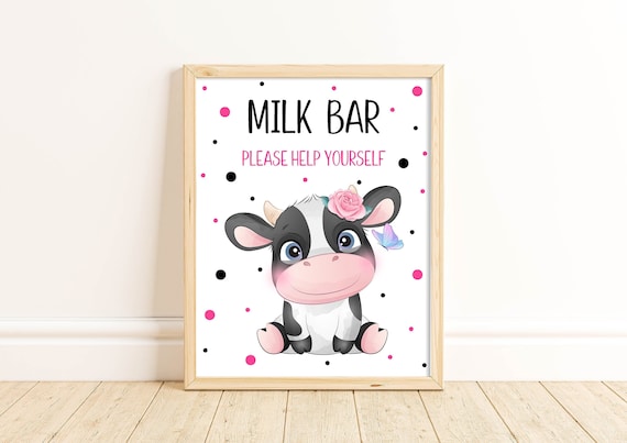 Cow Milk Bar Sign Template For Farm Party Beverage Station or Drinks ...