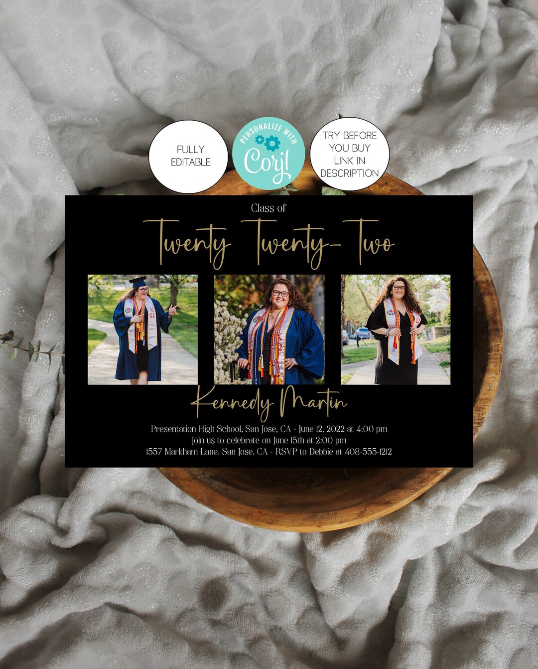 Fully Editable Class of Twenty Twenty Two Graduation Party - Etsy