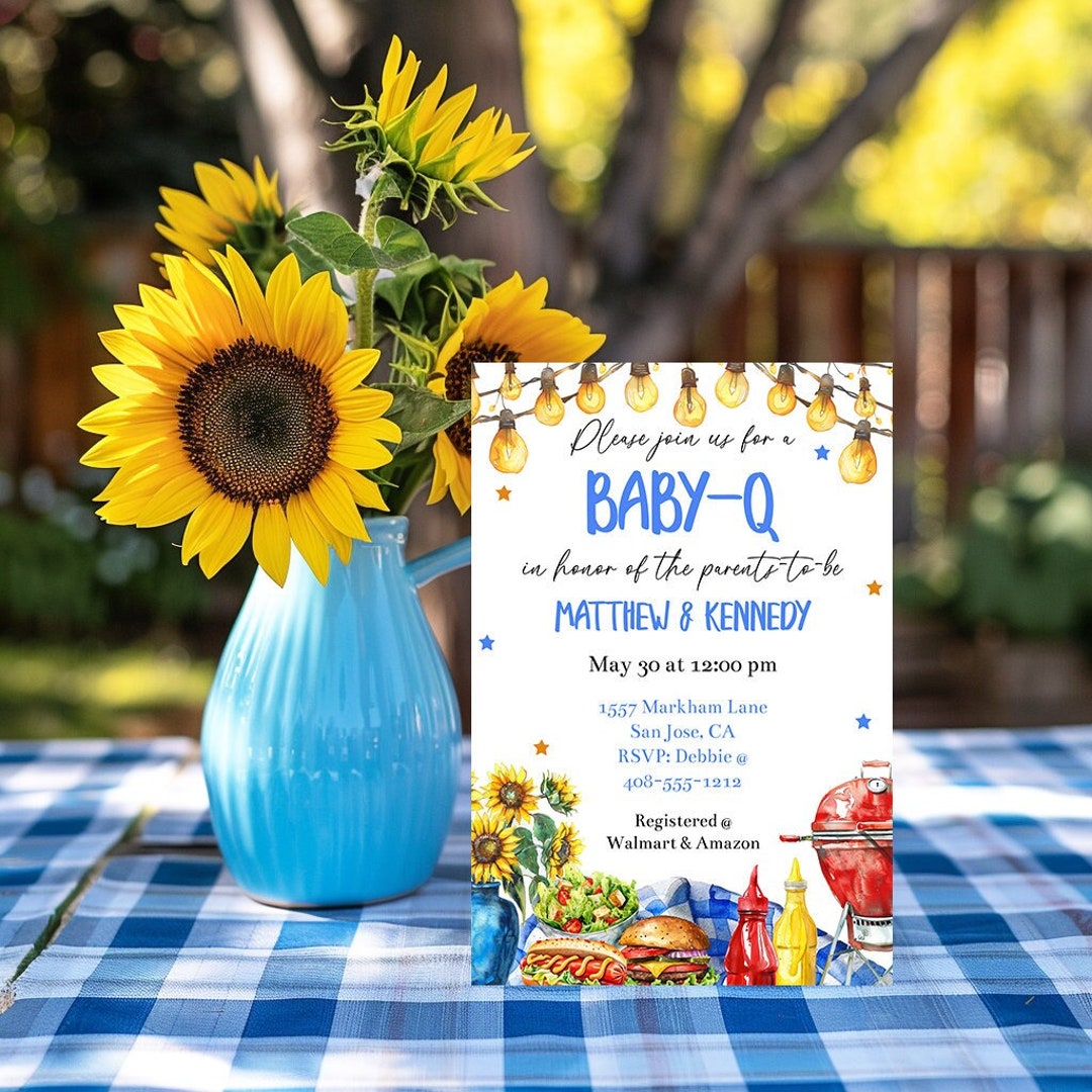 Editable Baby-q Boy Baby Shower Invitation Template, Couples Baby ...