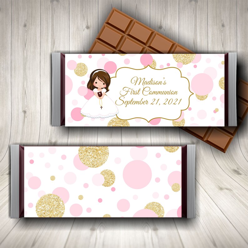 Editable First Communion Candy Bar Wrapper Holy Communion - Etsy