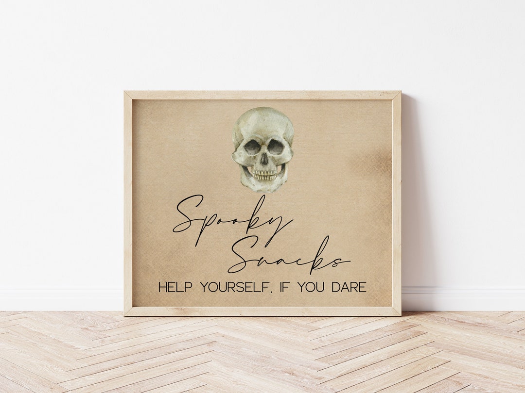 Printable Spooky Snacks Sign Skull Snack Sign Halloween Party ...