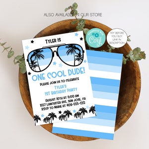 Editable One Cool Dude Sign, Milestone Sign, 1st Birthday, First ...