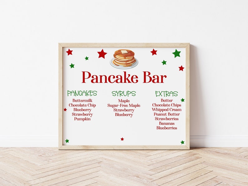 Editable Christmas Pancake Bar Sign Template Christmas Morning Pancakes ...