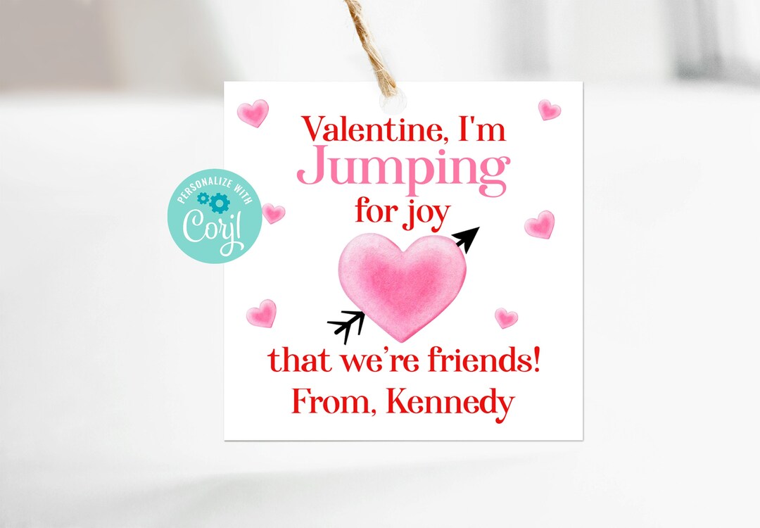 Editable Valentine I'm Jumping for Joy That We're Friends Jump Rope ...