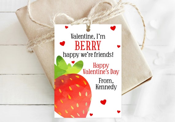 Editable Strawberry Valentines Tag Printable You Are A Berry Sweet ...