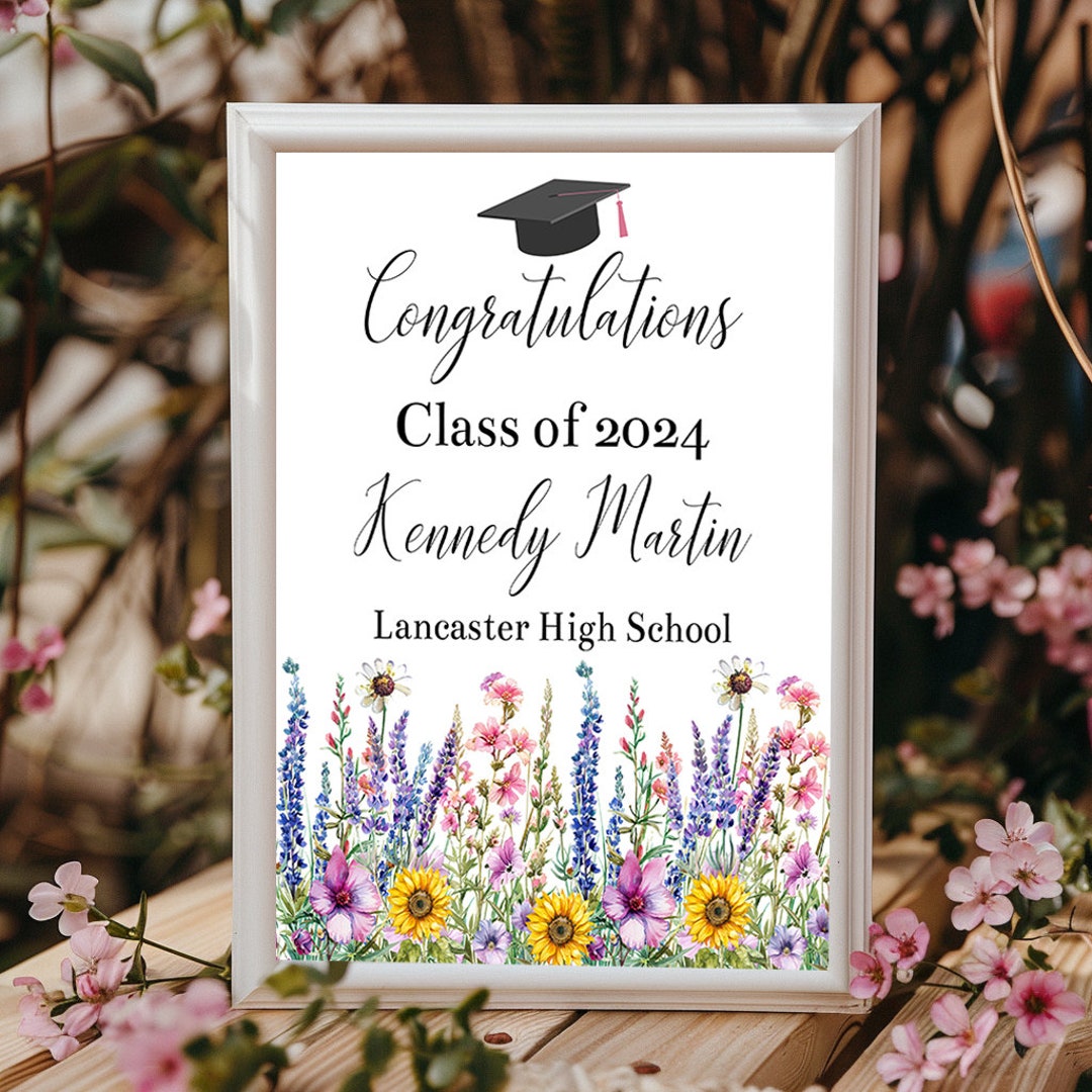 Editable Wildflower Graduation Class of Sign Template Printable Nature ...