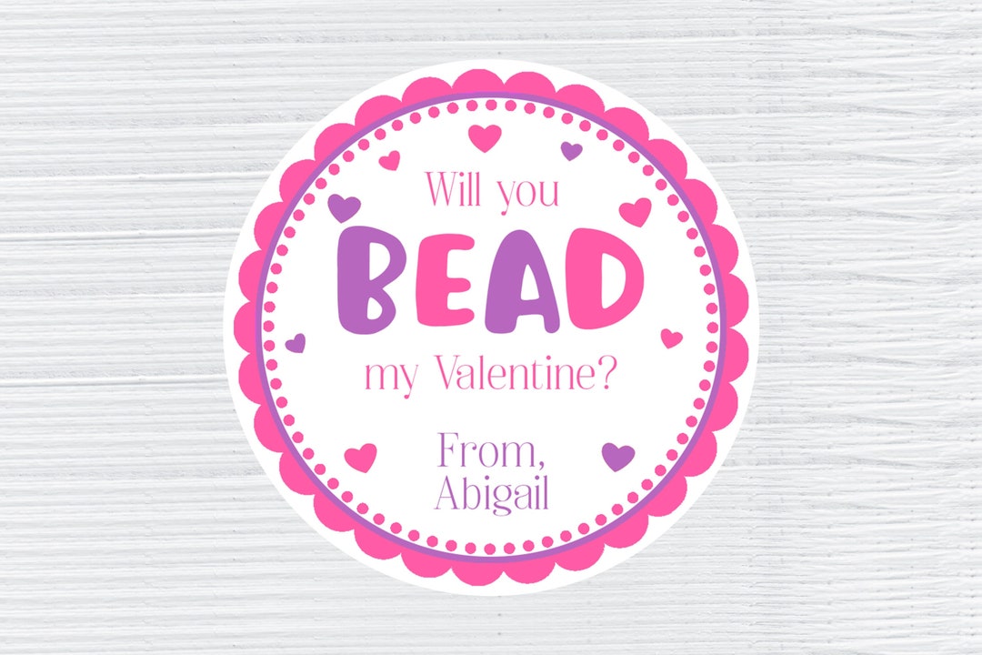 Bead Valentine Gift Tag Will You Bead My Valentine Shipped Valentines ...