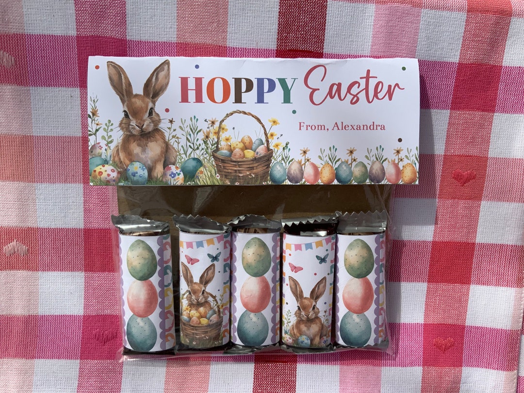 Editable Easter Bag Topper and Mini Candy Bar Wrappers, Printable ...