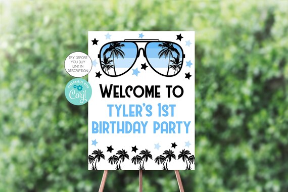 One Cool Dude Welcome Sign Template, 1st Birthday Party Decorations ...