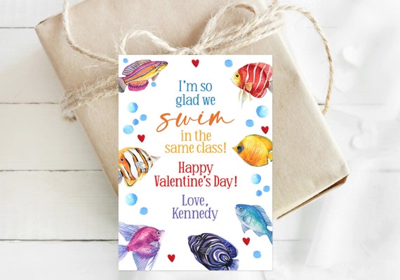 Editable I'm So Glad We Swim In The Same Class Valentine Tag, Printable ...