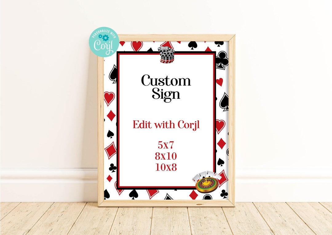 Editable Casino Party Sign Template Printable Casino Party Decorations ...