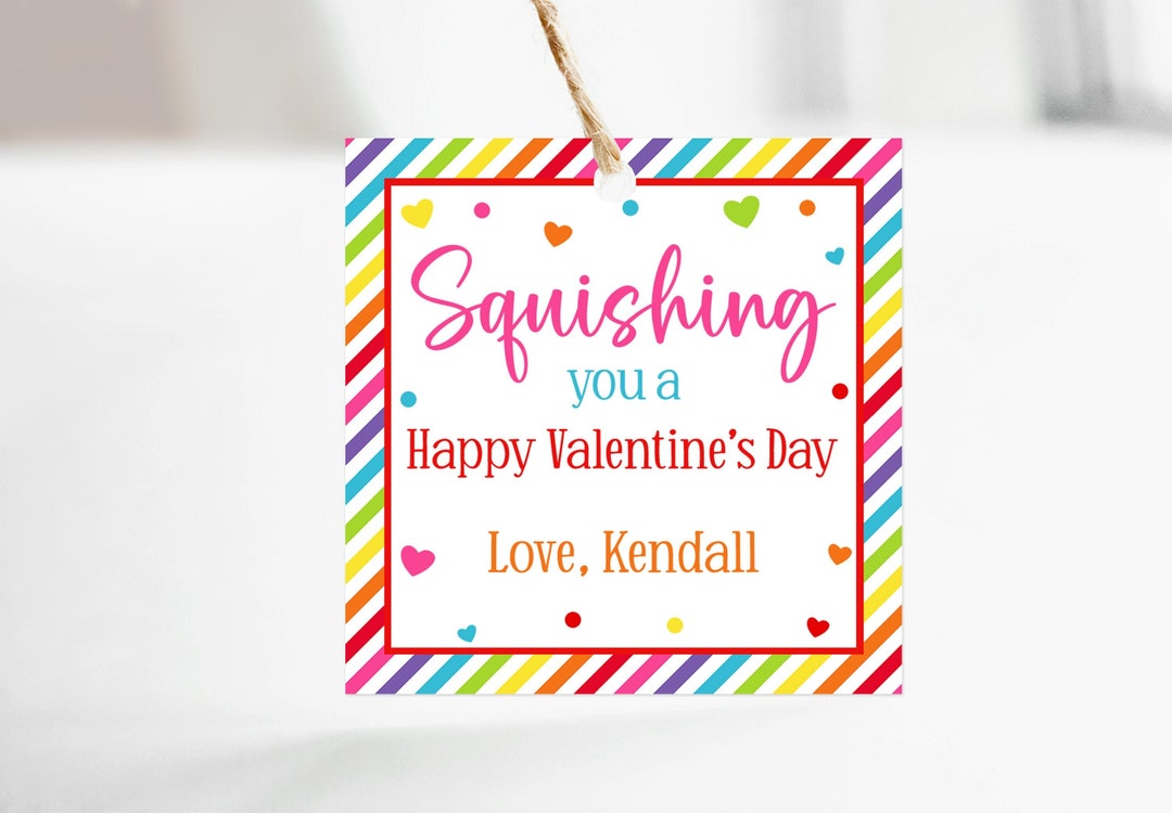 Printable Squishing You A Happy Valentine's Day Tag for - Etsy