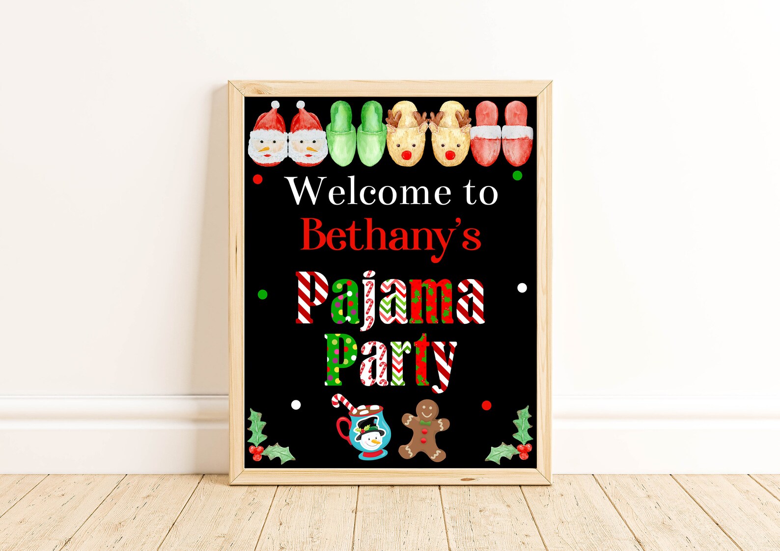 Editable Holiday Pajama Party Welcome Sign Christmas Eve | Etsy