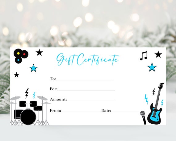 Music Gift Certificate Voucher Template Music Lessons Guitar Lessons ...
