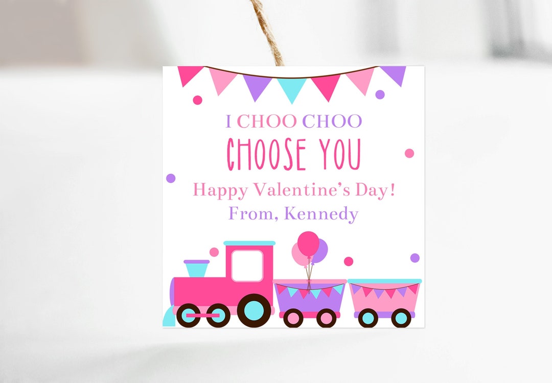 Editable Train Valentine Tag, I Choo Choo Choose You, Printable Pink ...