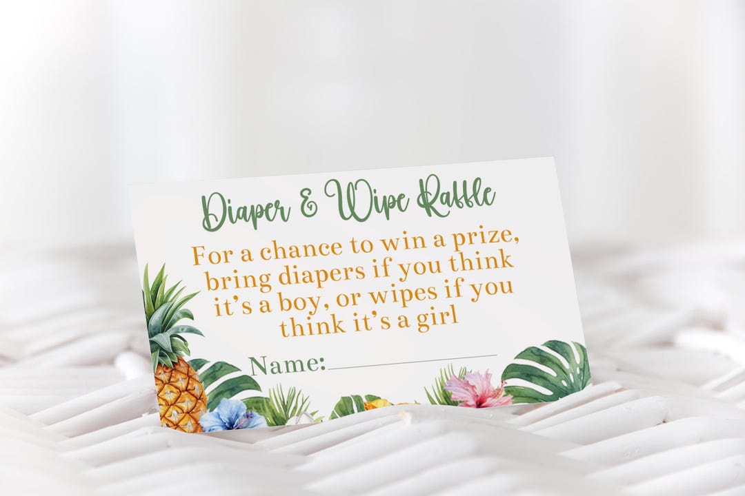 Printable Pineapple Diaper & Wipes Raffle Card Pineapple Baby Shower ...