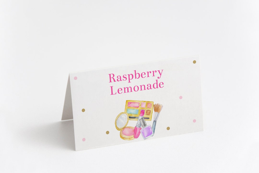 Editable Makeup Party Food Card or Place Card, Printable Cosmetics ...