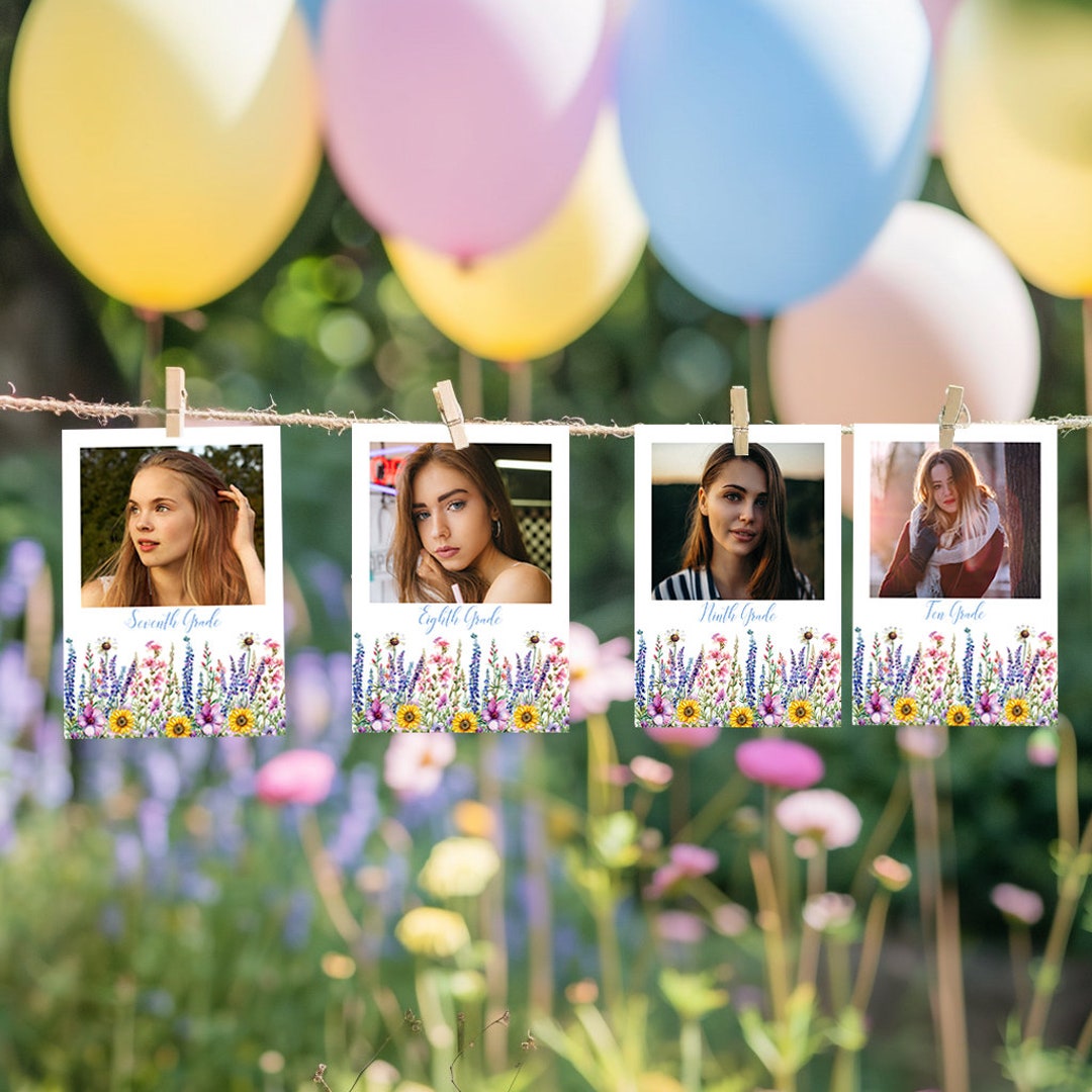 Editable Wildflower Graduation Photo Banner Template Printable Bohemian ...