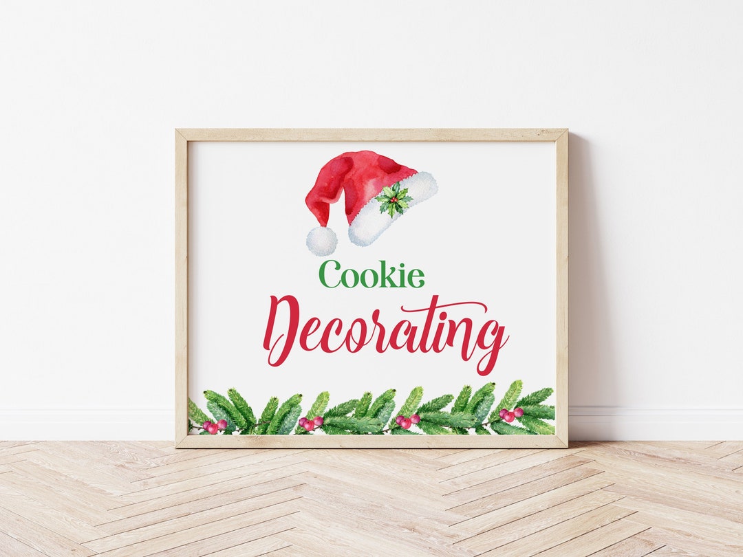 Cookie Decorating Sign, Decorate a Cookie, Christmas Party Decorations ...