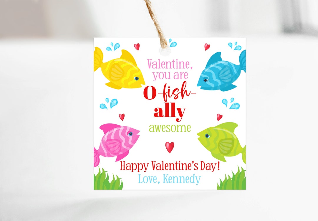 Editable You're O-fish-ally Awesome Valentine Tag, Classroom Valentines ...