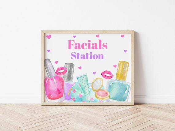 Spa Party Facials Station Sign Spa Party Decorations Mani | Etsy