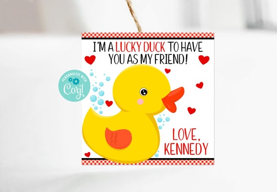 Printable Duck Valentine Tag For Preschool or Daycare Valentines Gifts ...