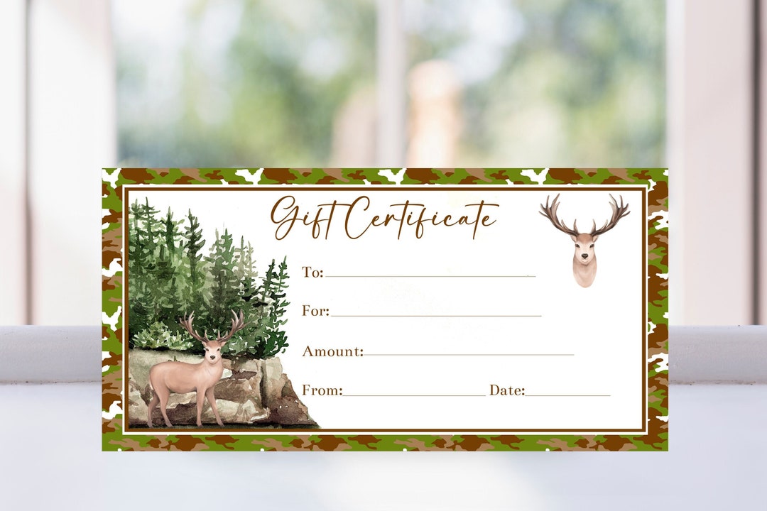 Editable Hunting Gift Certificate Voucher Template Elk or Deer Hunting ...