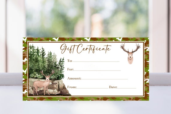 Editable Hunting Gift Certificate Voucher Template Elk or Deer Hunting ...