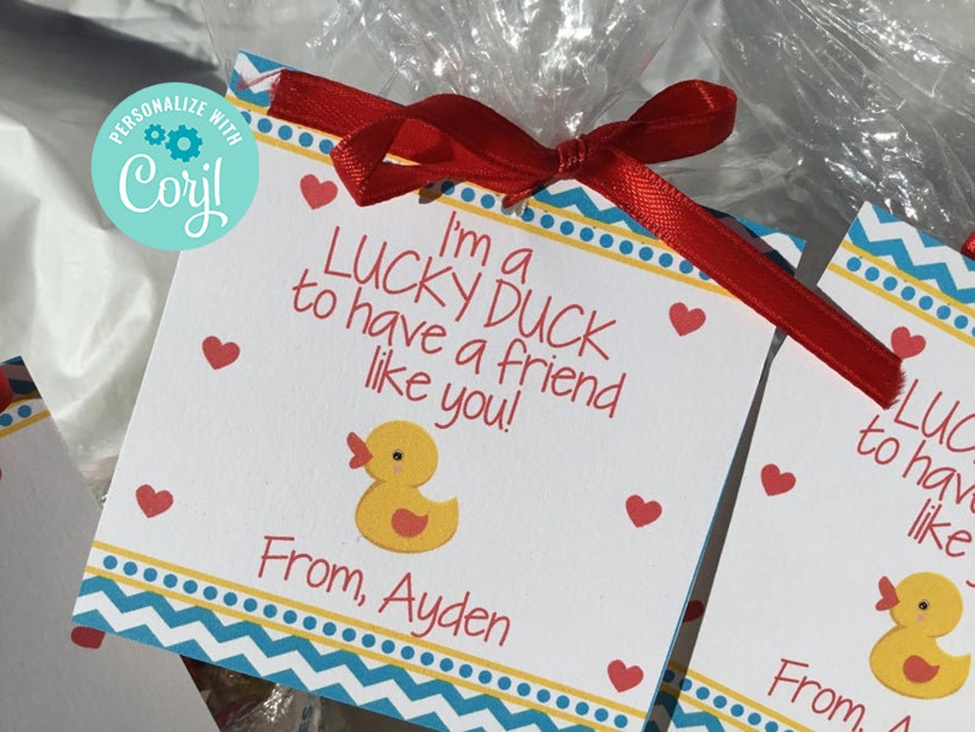 Editable Duck Valentine, Valentines Kids, Lucky Duck Valentine, Corjl ...