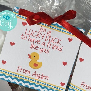 Editable Duck Valentine, Valentines Kids, Lucky Duck Valentine, Corjl ...