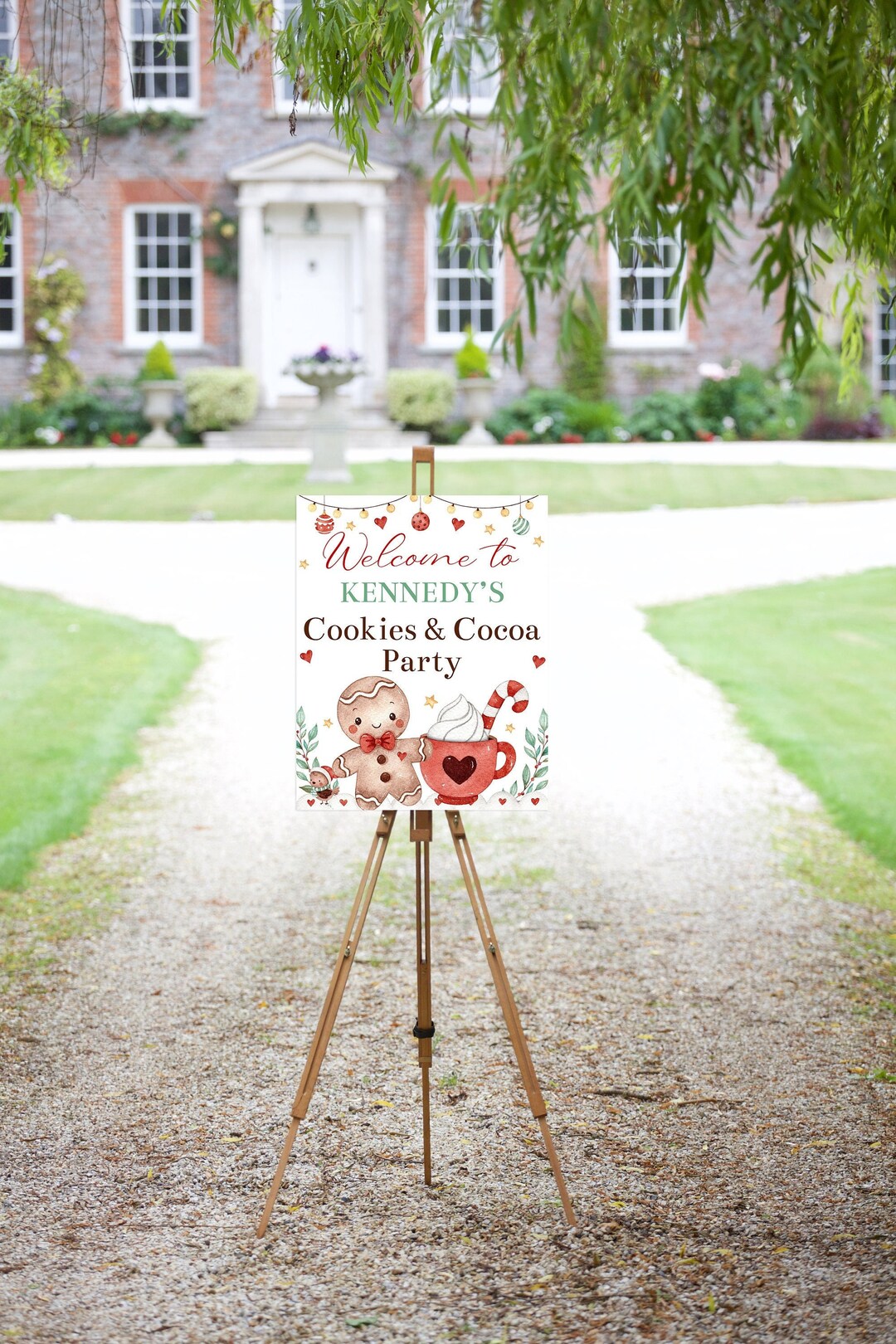 Editable Cookies and Cocoa Welcome Sign Template Christmas Birthday ...