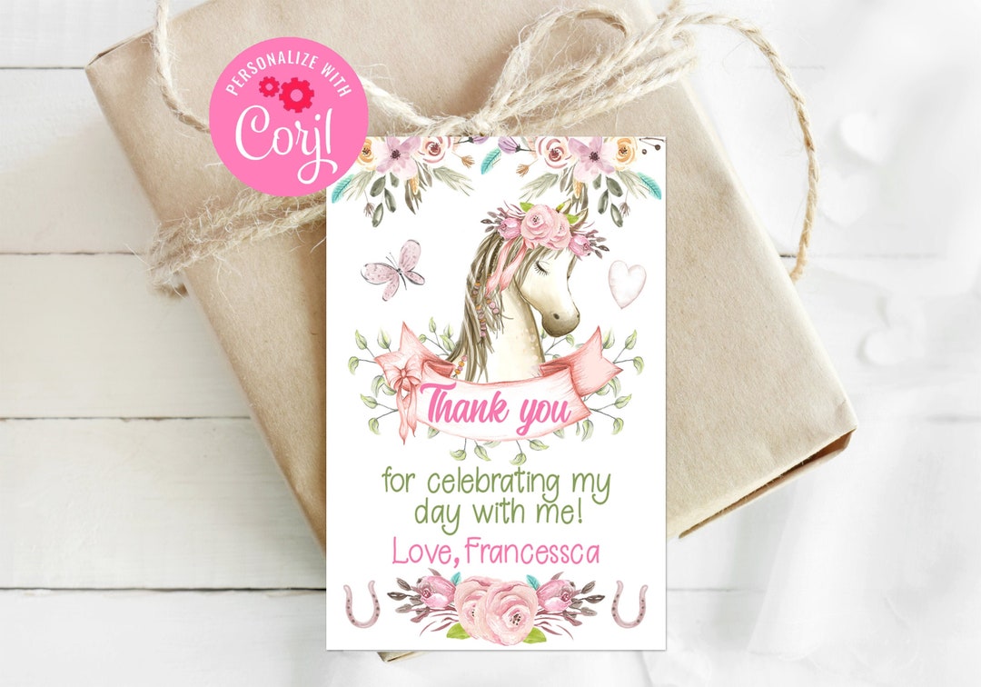 Editable Horse Favor Tags, Pony Party, Horse Party, Pony Tag, Horse ...