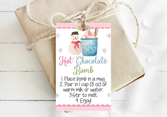 Hot Chocolate Bomb Tag, Cookies and Cocoa Favor Tag, Cocoa Instructions ...