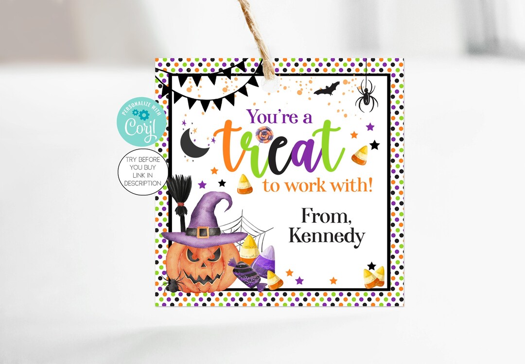 Halloween Coworker Gift Tag You're a Treat to Work With Gifts for Co ...