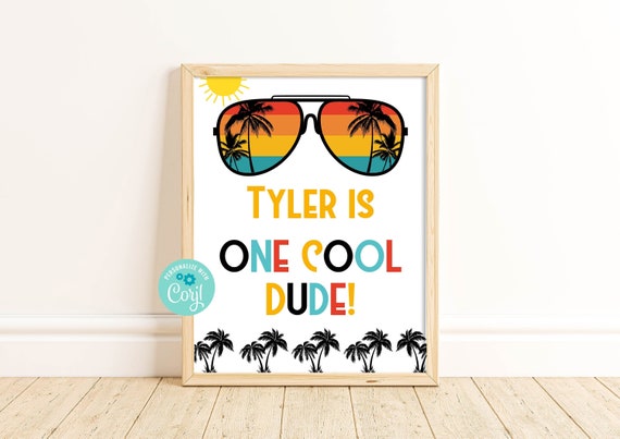 Editable One Cool Dude Sign 1st Birthday First Birthday - Etsy