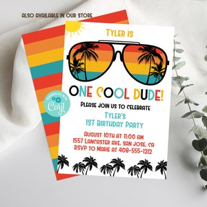 Editable One Cool Dude Sign Milestone Sign 1st Birthday - Etsy