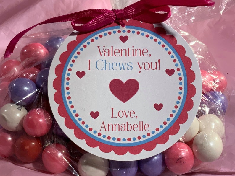 Valentine I Chews You Bubble Gum Valentine Tag Girls - Etsy