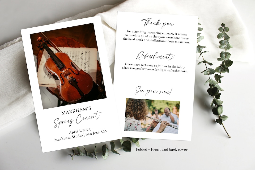 Editable Music Concert Program Template, Printable Concert Pamphlet ...