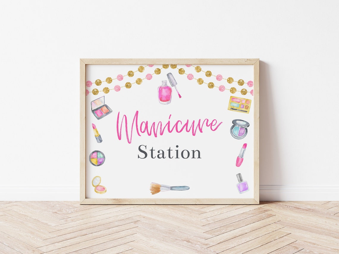 Manicure Station, Manicure Sign, Spa Birthday Party, Makeup Party, Spa ...