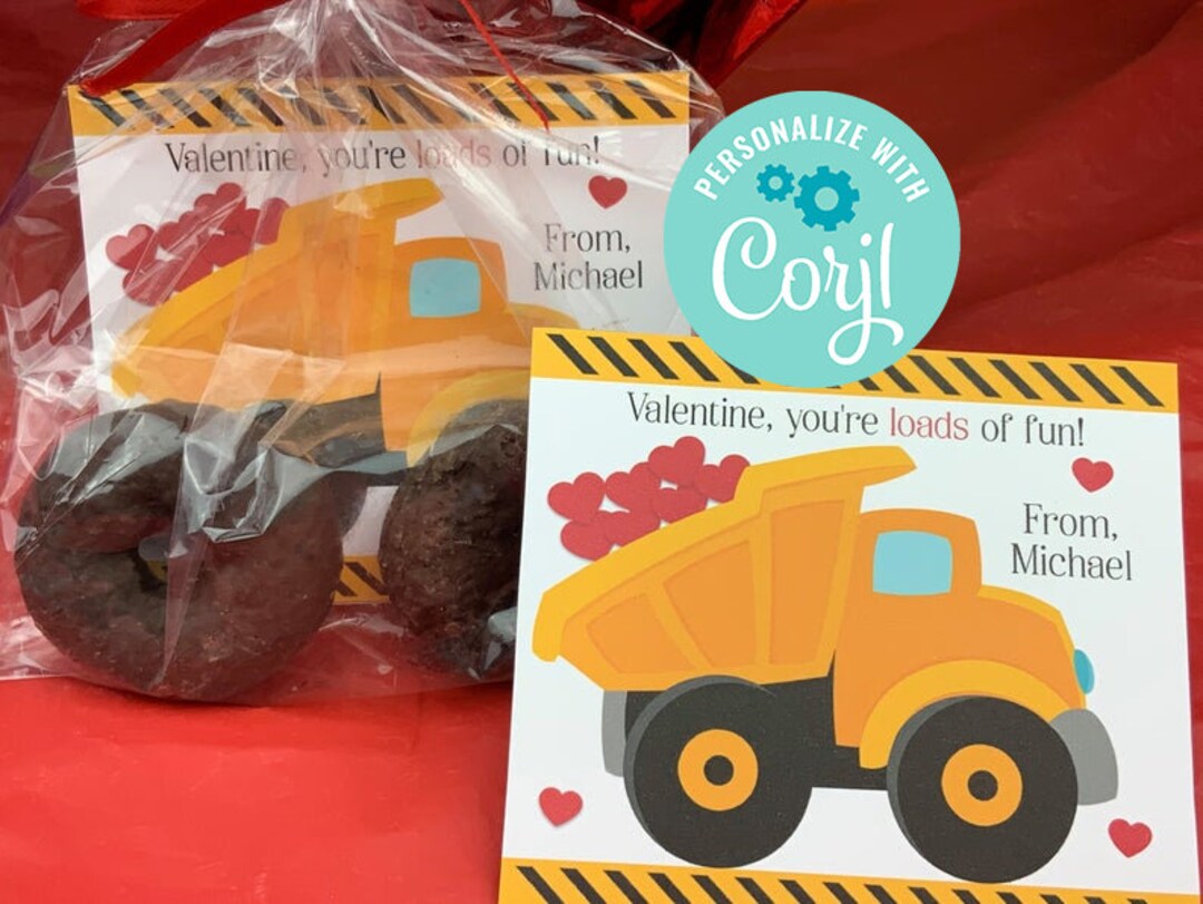 Editable Dump Truck Valentines, Printable Valentines, Construction ...