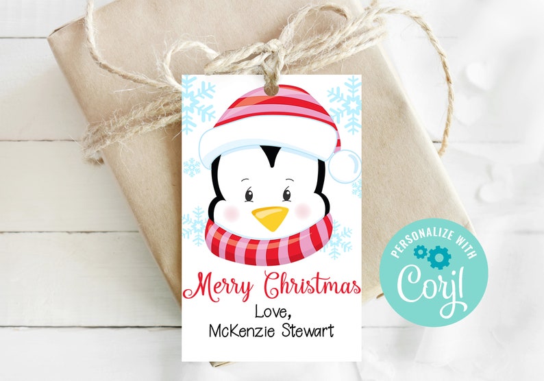 Editable Penguin Tag Christmas Tags Penguin Tags Corjl - Etsy
