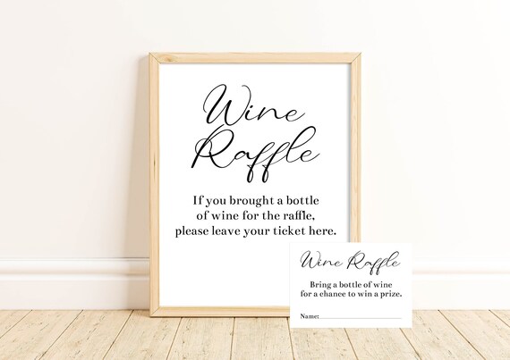 Minimalist Wine Raffle Card and Sign Modern Wedding Shower Wine Drawing ...