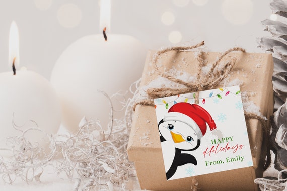 Printable Penguin Christmas Tags Editable Holiday Gift Tags Gift for ...