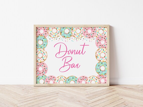 Donut Bar Sign Template, Donut Birthday Party Decorations, Donut Table ...