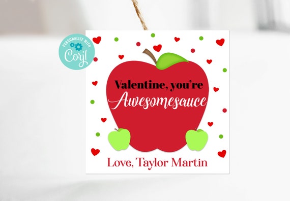 Editable You're Awesomesauce Valentine Applesauce Pouch Tag, Valentines ...
