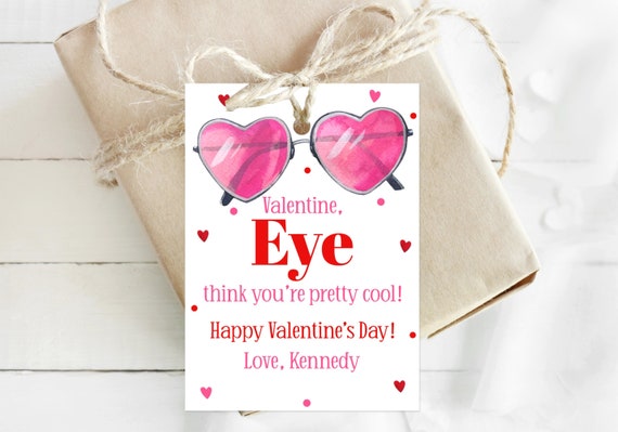 Editable Glasses Valentine Gift Tag Valentine Eye Think You're So Cool ...