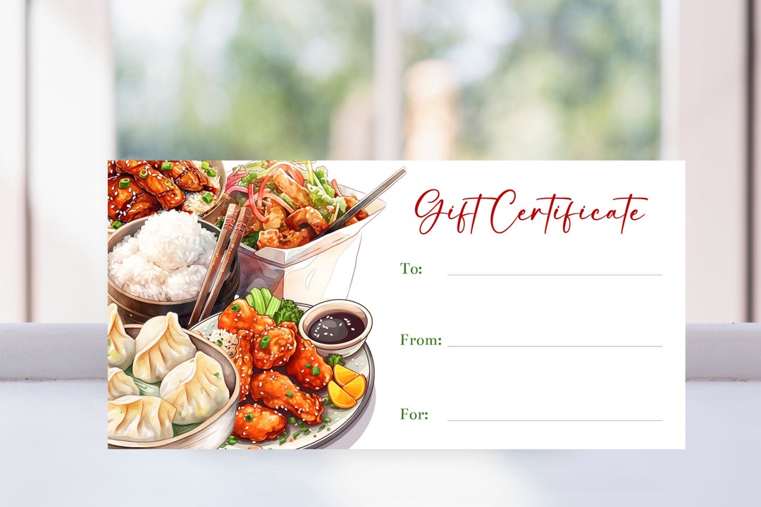 Editable Chinese Food Dinner Gift Certificate Template, Chinese Dinner ...