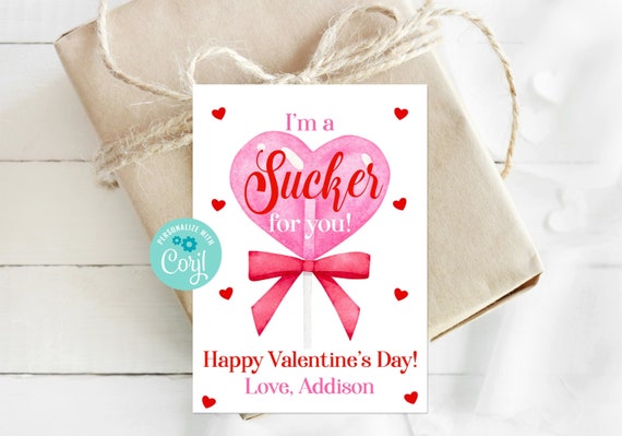 Editable I'm A Sucker For You Valentine Tag, Lollipop Tag, Valentines ...